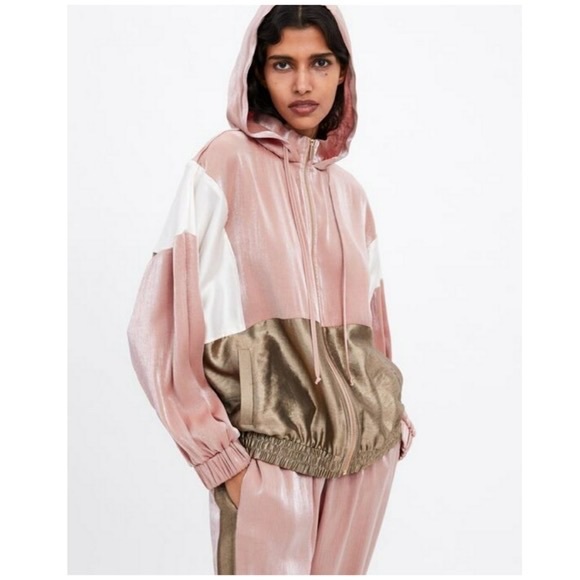 Zara | Tops | Zara Color Block Hoodie | Poshmark